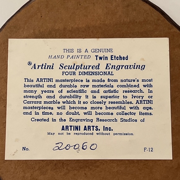 Artini | Art | Two Vintage Artini Sculptured Engraving Hand Painted ...